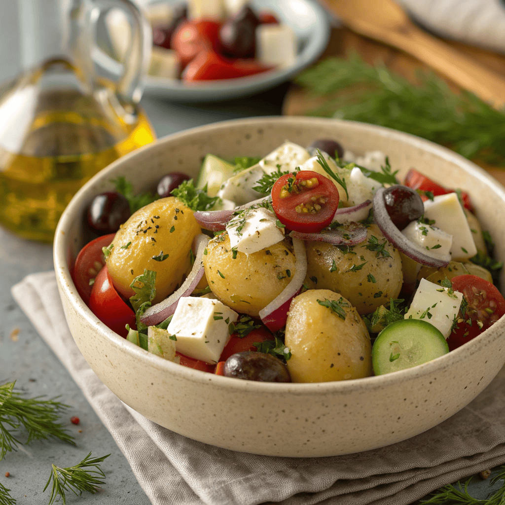 Greek Potato Salad With Feta And Olive Dressing