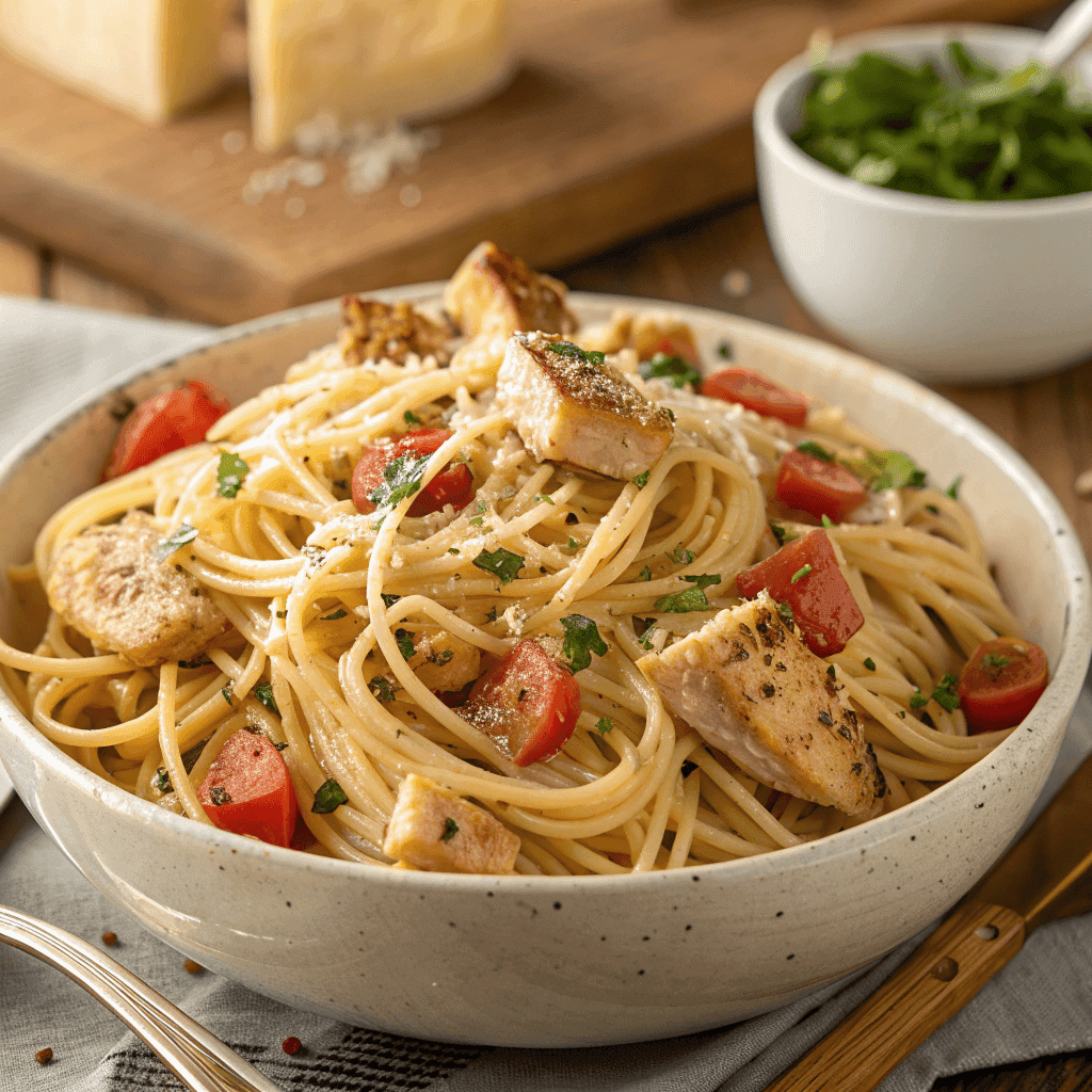 Creamy Monterey Chicken Spaghetti | Easy Cheesy Pasta Bake