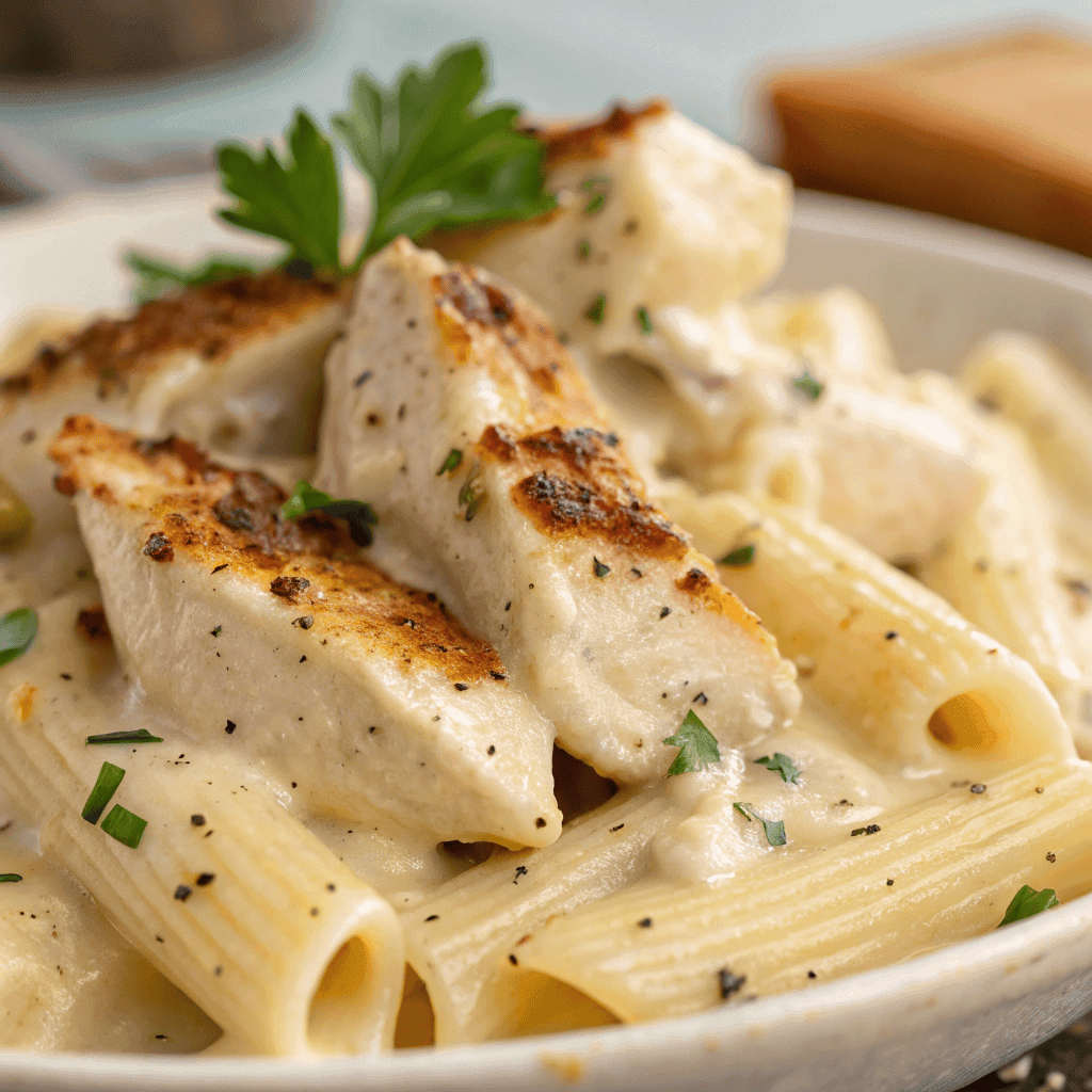 Easy Creamy Boursin Chicken Pasta with Garlic & Herb Sauce