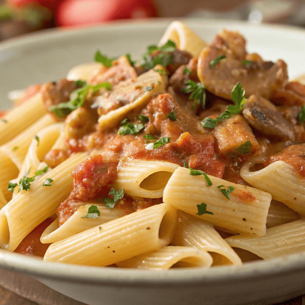 Easy Pasta alla Boscaiola : Italian Mushroom & Pea Penne