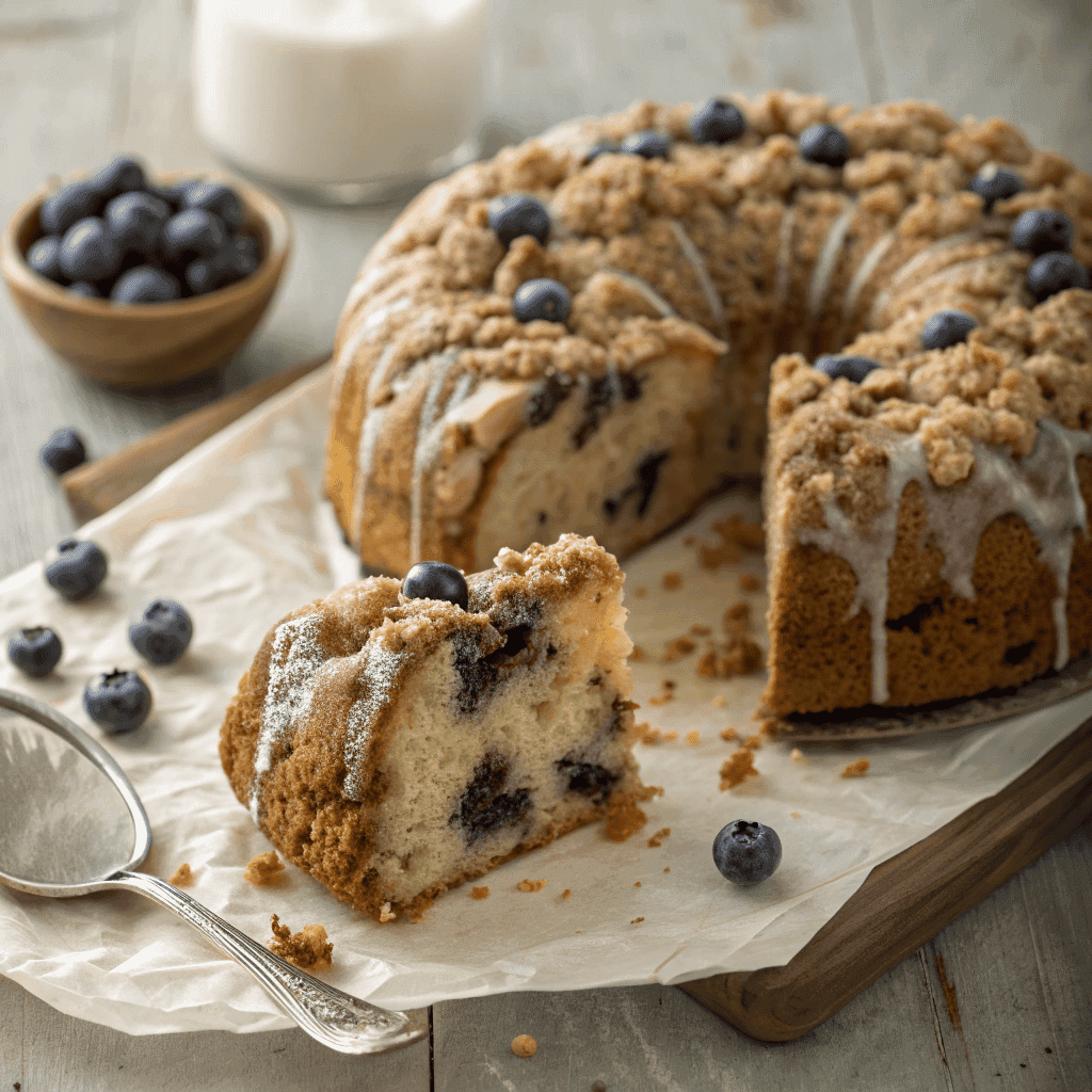 Moist Blueberry Sour Cream Coffee Cake With Streusel